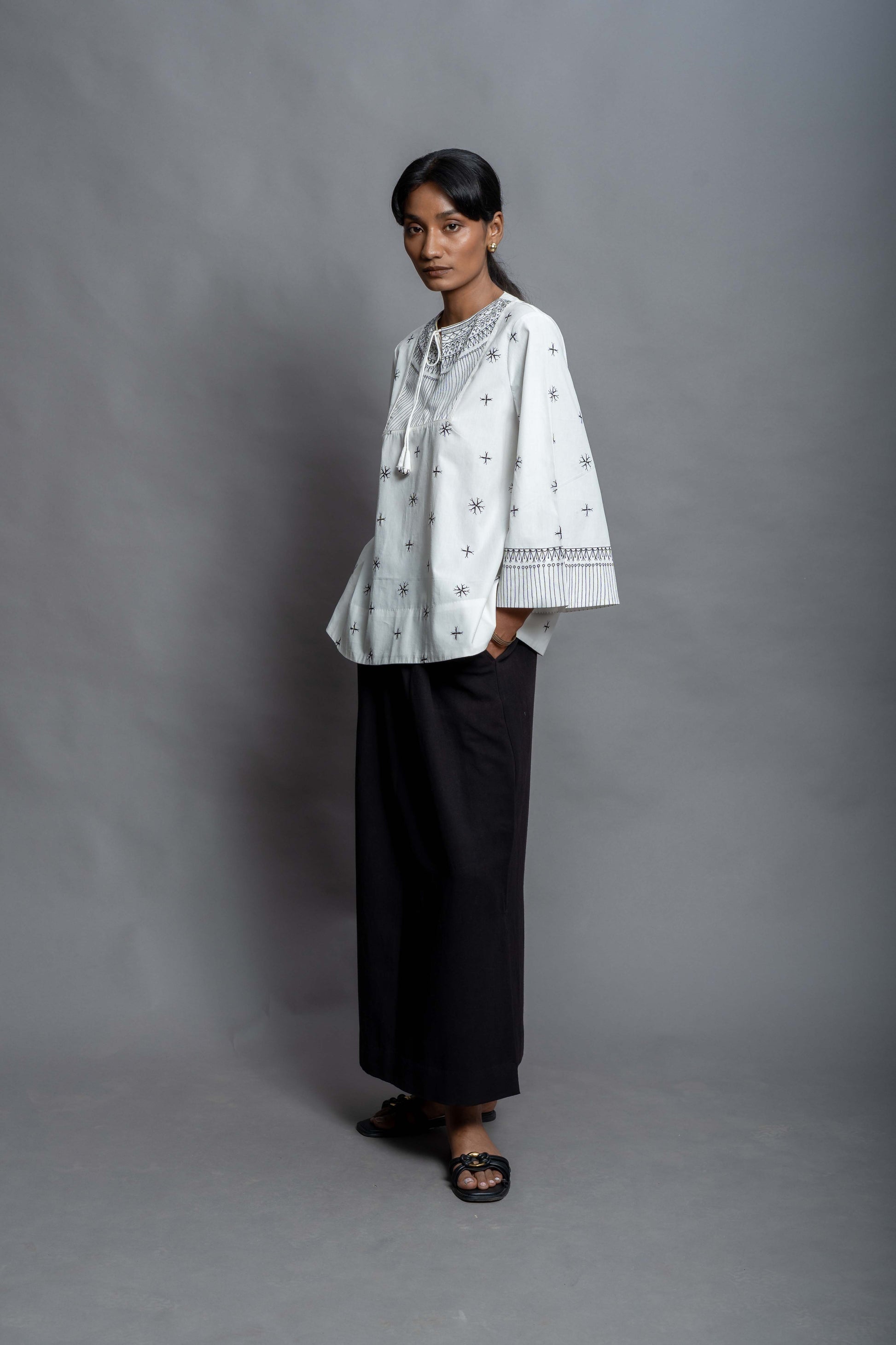 The Ivara Skirt | Hand Embroidered Bamboo Linen Cotton Blend Skirt ...